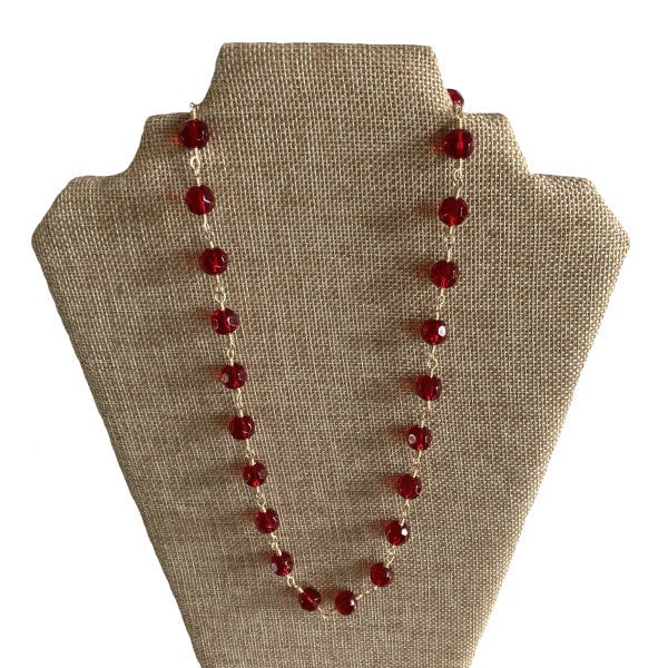 A Ruby Red Bead Chain Necklace | Craftorona